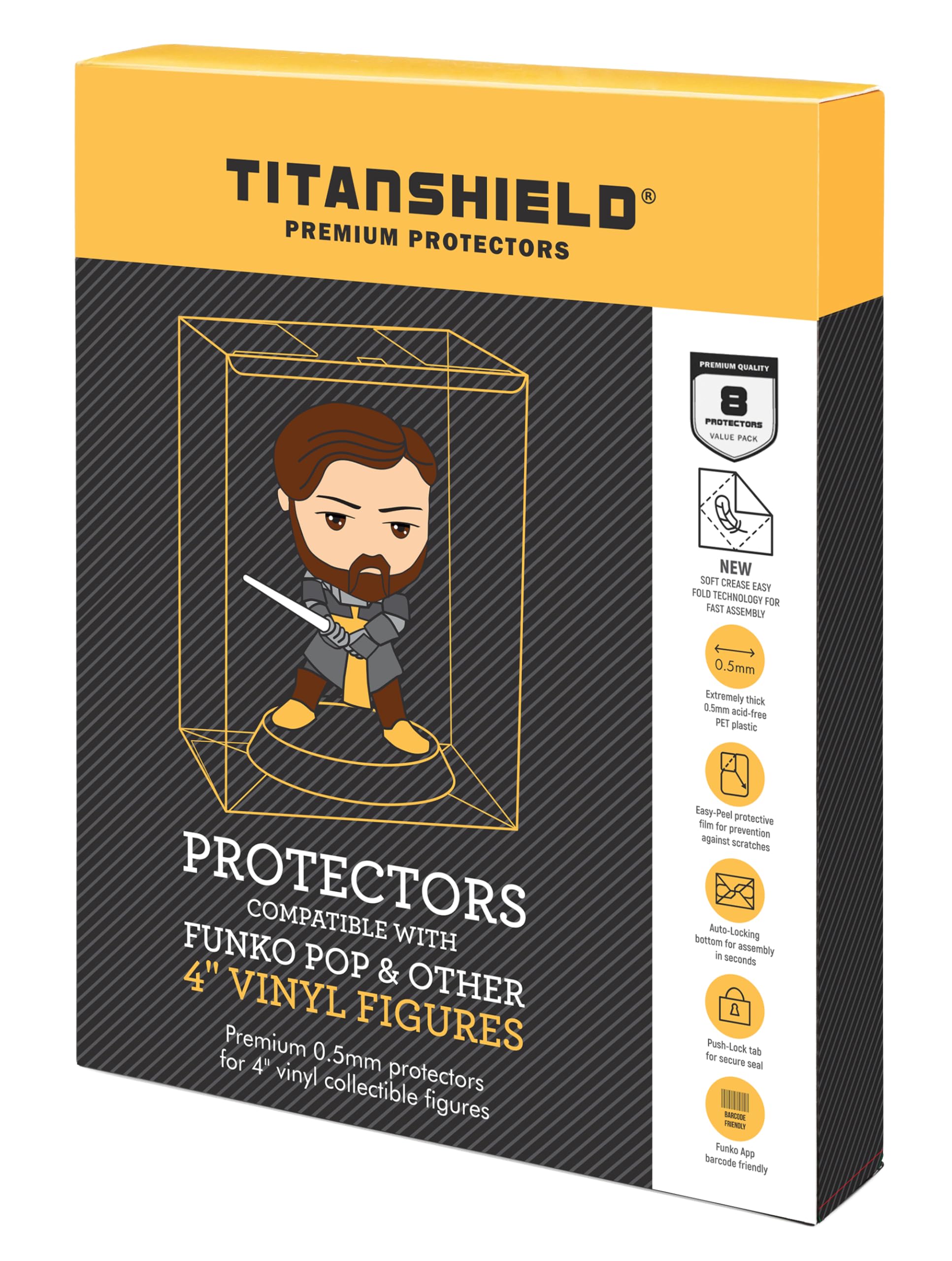 TitanShield 0.5mm Pop Protectors Sleeve Case Compatible with Funko - 4" Inch Pop! Vinyl Figures (60 Pack)