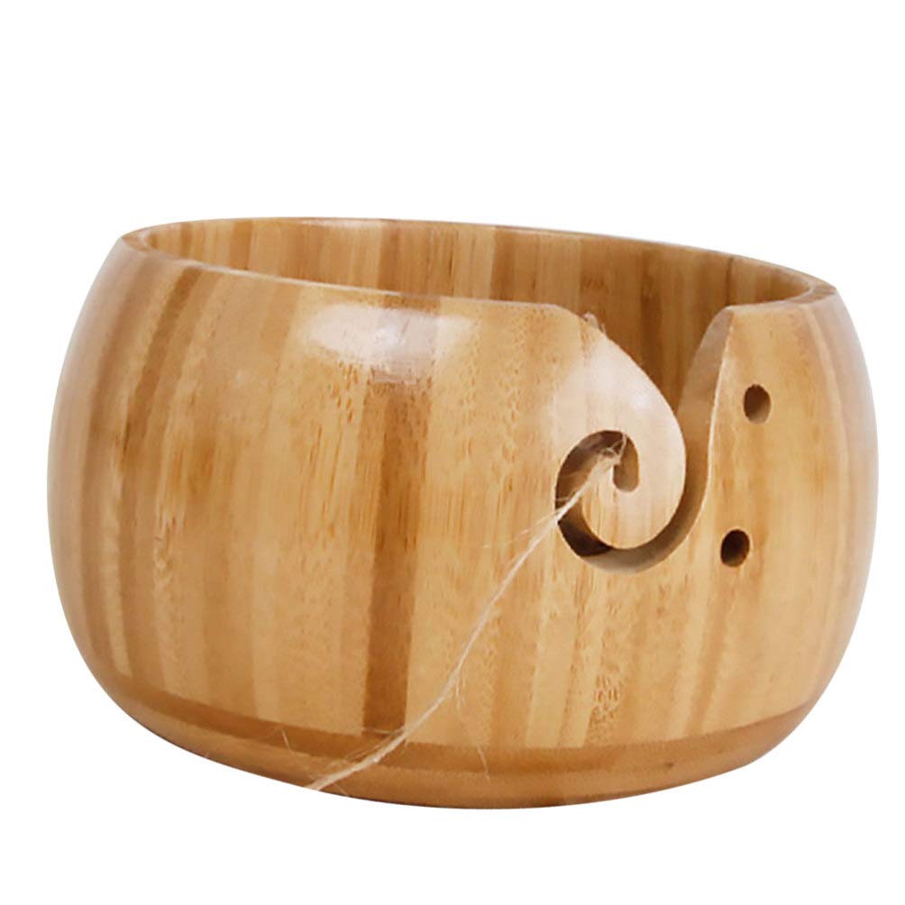 Yarn Bowls for Crochet Yarn Storage with Lid Yarn Holder with Lid Knitting Wool Storage Crochet Bowl Ceramic Yarn Bowl Wool Yarn Crochet Storage Wooden Bamboo Storage Basket