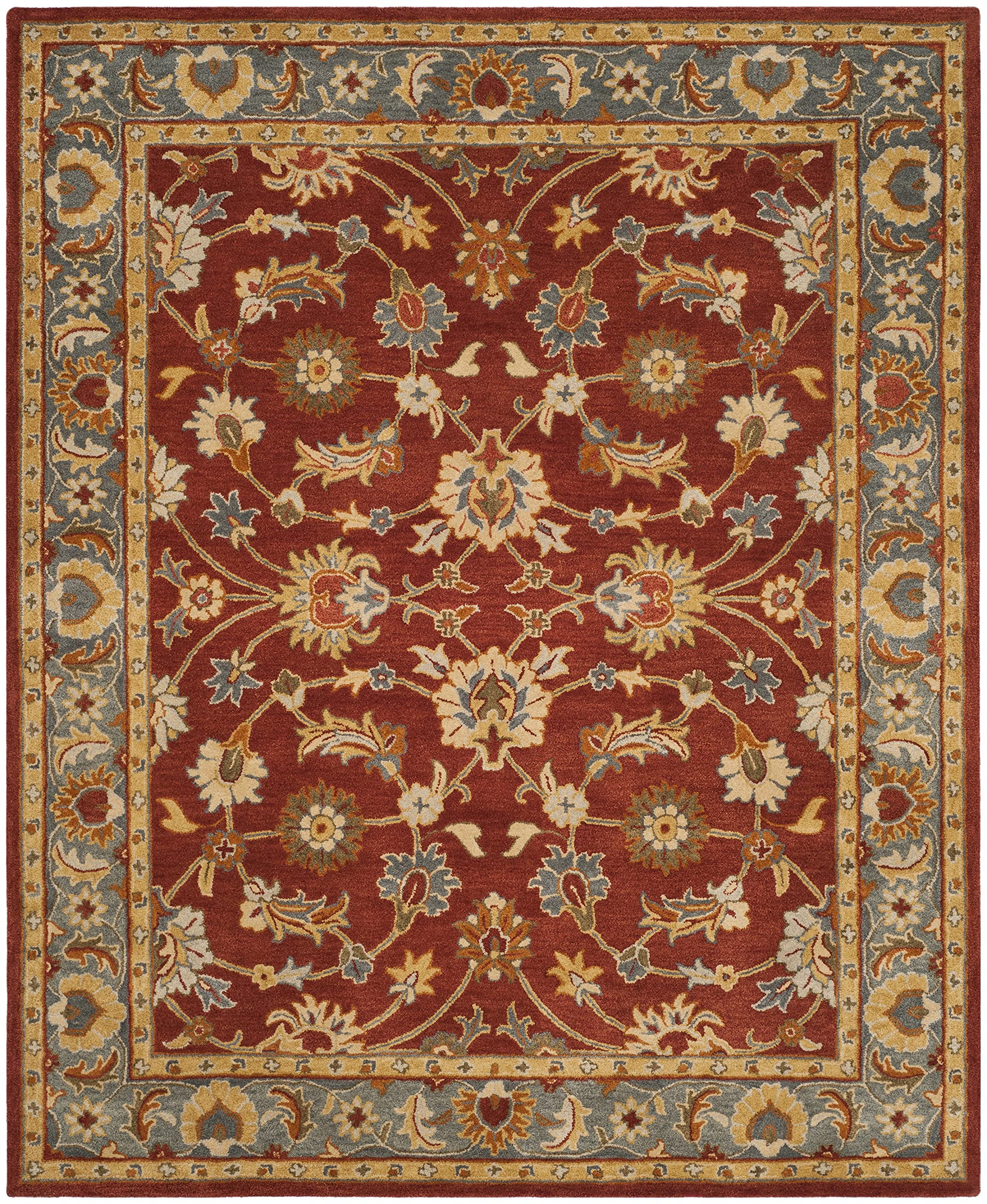SAFAVIEH Heritage Collection 9' x 12' Red/Blue HG403A Handmade Traditional Oriental Premium Wool Area Rug