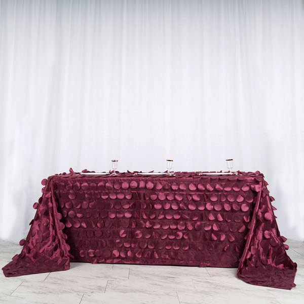 TABLECLOTHSFACTORY 90x132 Burgundy Flamingo Petals Taffeta Rectangle Tablecloth for Wedding Party Decoration