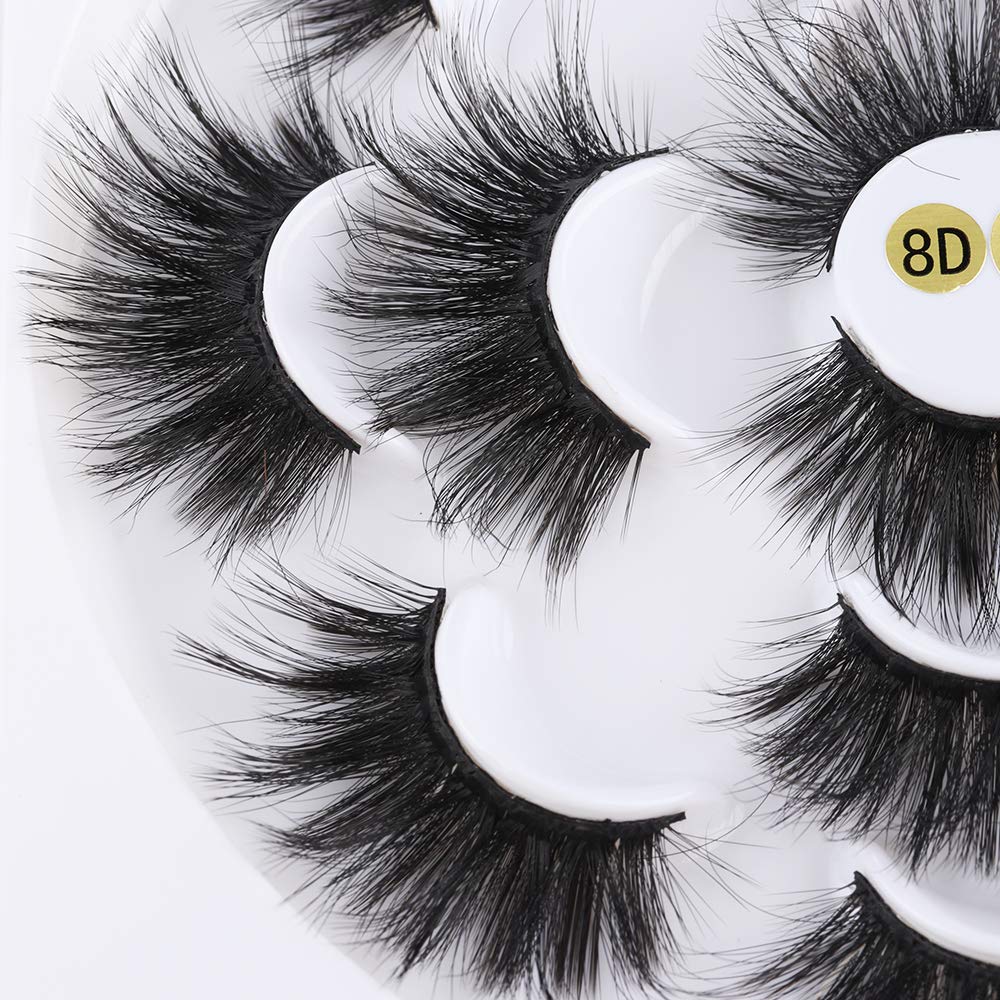 SKONHED 25mm False Eyelashes 8D Dramatic Look Mink Fluffy Long Hair Lashes 7 Pair Big Size Eyelashes (003)