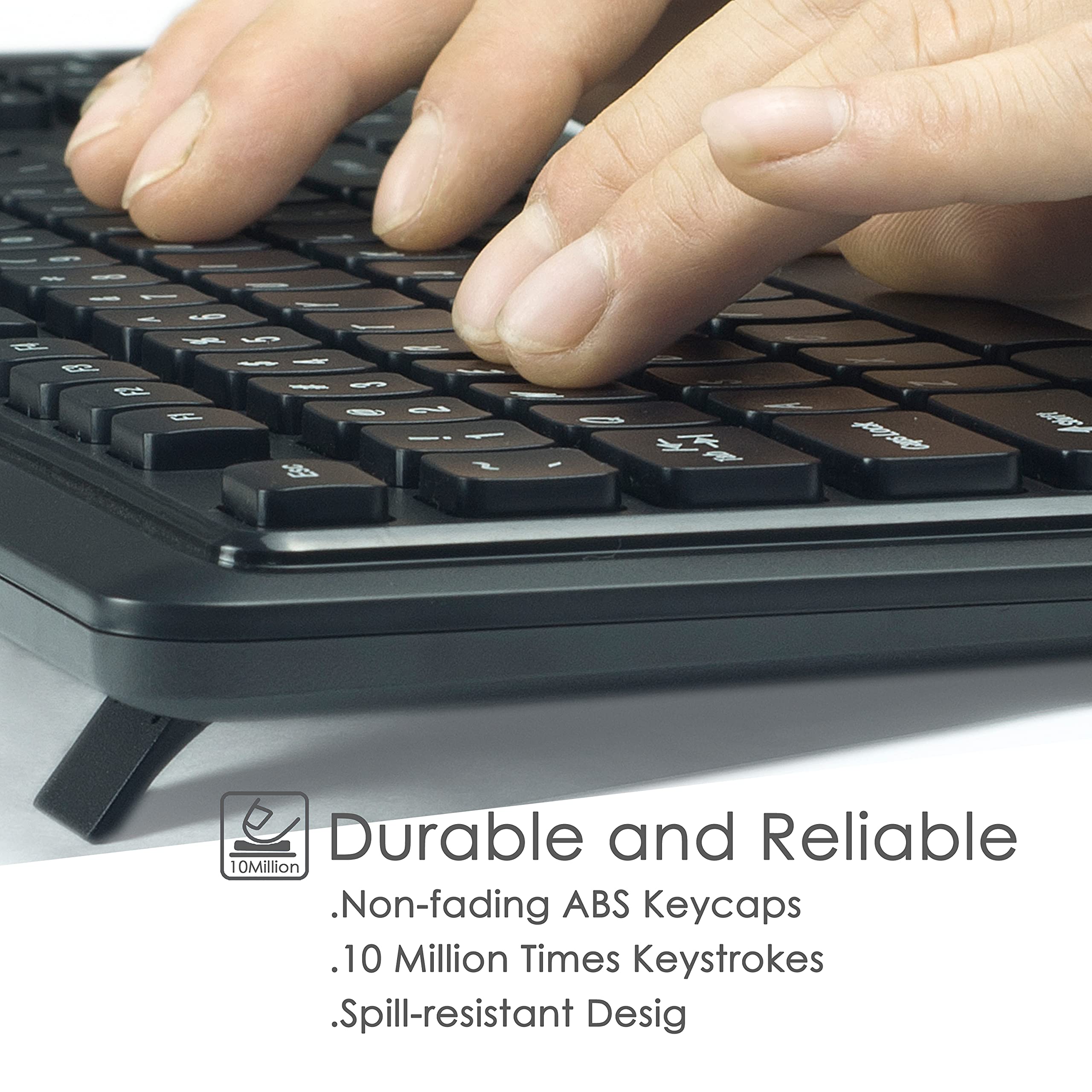 Wired Keyboard and Mouse Combo, YUMQUA Slim Corded USB Keyboard and Mouse Combo for Windows Laptop PC Desktop Computer Notebook, Black