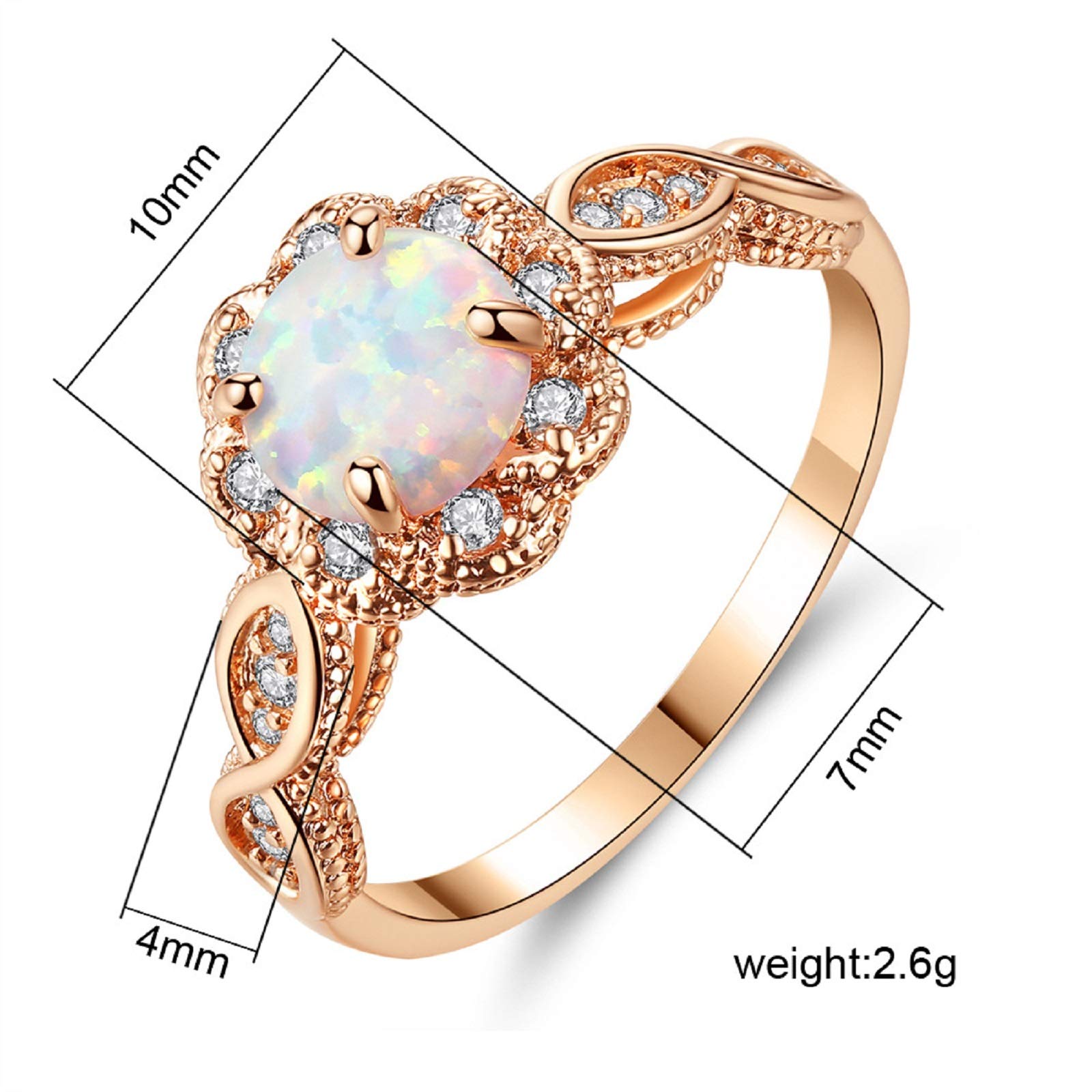 XINQI Rose Gold Silver Round Halo Cubic Zirconia Promise Ring (7)