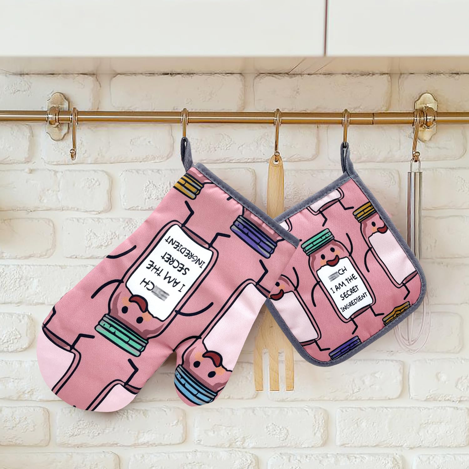 xxxch I Am The Secret Ingredient,Oven Mitts and Pot Holders Sets of 2,Funny Oven Mitt,Cute Housewarming Gift,Personalized Gifts,Friend Birthday Gift,Birthday Baking Gifts for Women