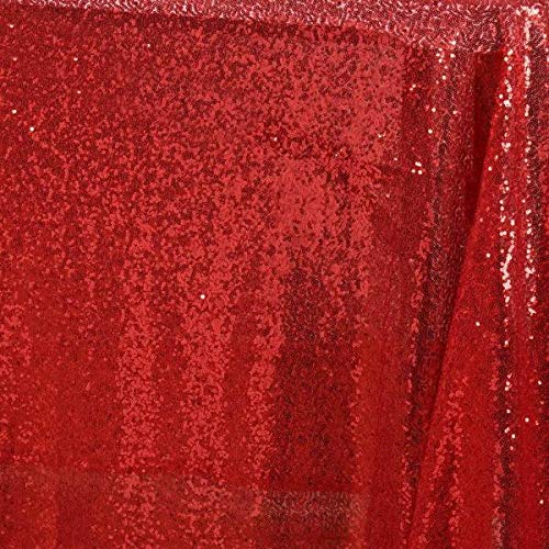 Tableclothsfactory 90x156 Wholesale Rectangle Table Cover Premium Sparkly Sequin Tablecloth for Banquet Wedding Party - Red