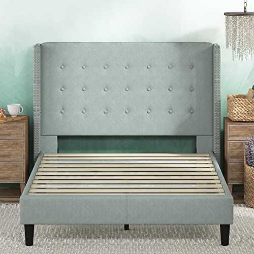 ZINUS Kendra Upholstered Platform Bed Frame with Wingback Headboard / Mattress Foundation / Wood Slat Support / No Box Spring Needed / Easy Assembly, Queen