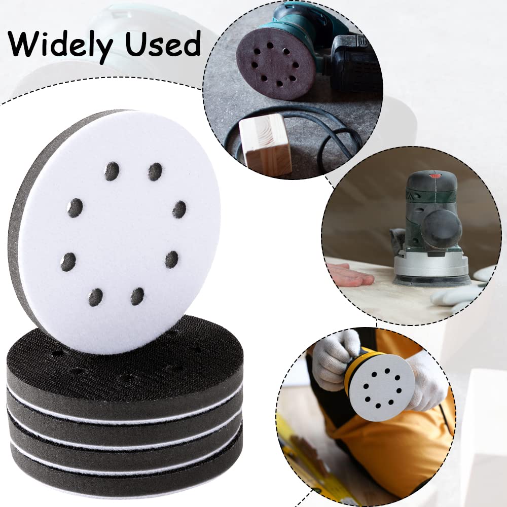 Ysglory 10 Pack Soft Density Interface Pads 5 Inch 8 Holes Hook and Loop Sponge Cushion Buffer Backing Pad Foam Sanding Interface Pads for Orbital Sander Automotive Woodworking Polishing