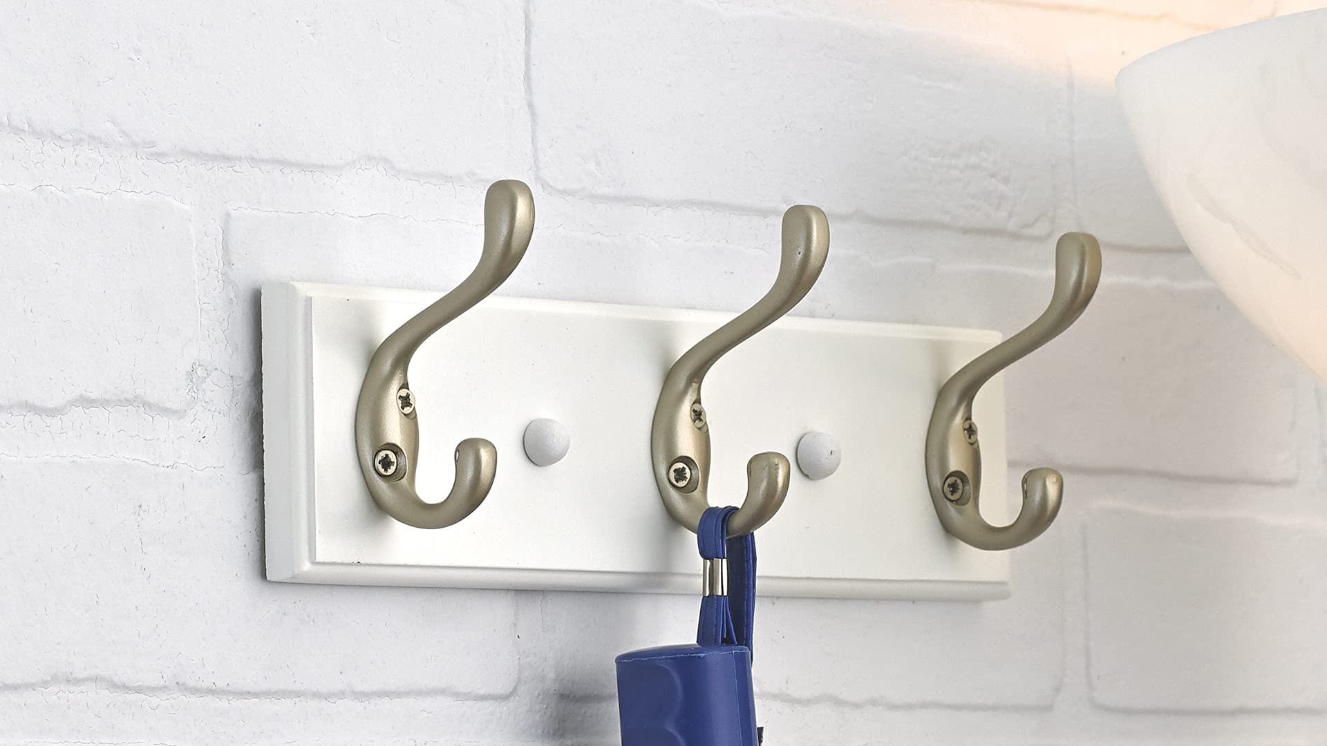 Richelieu Hardware T36709184 Utility Hook Rack 10 in (255 mm), Matte Nickel and White