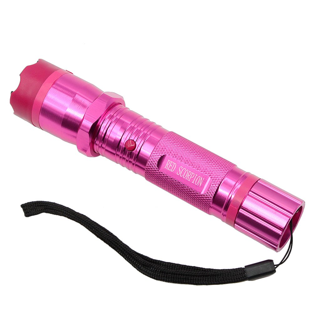 Red Scorpion Metal Stun Gun 1101-59 Billion Volts LED Tactical Rechargeable Flashlight (Pink)
