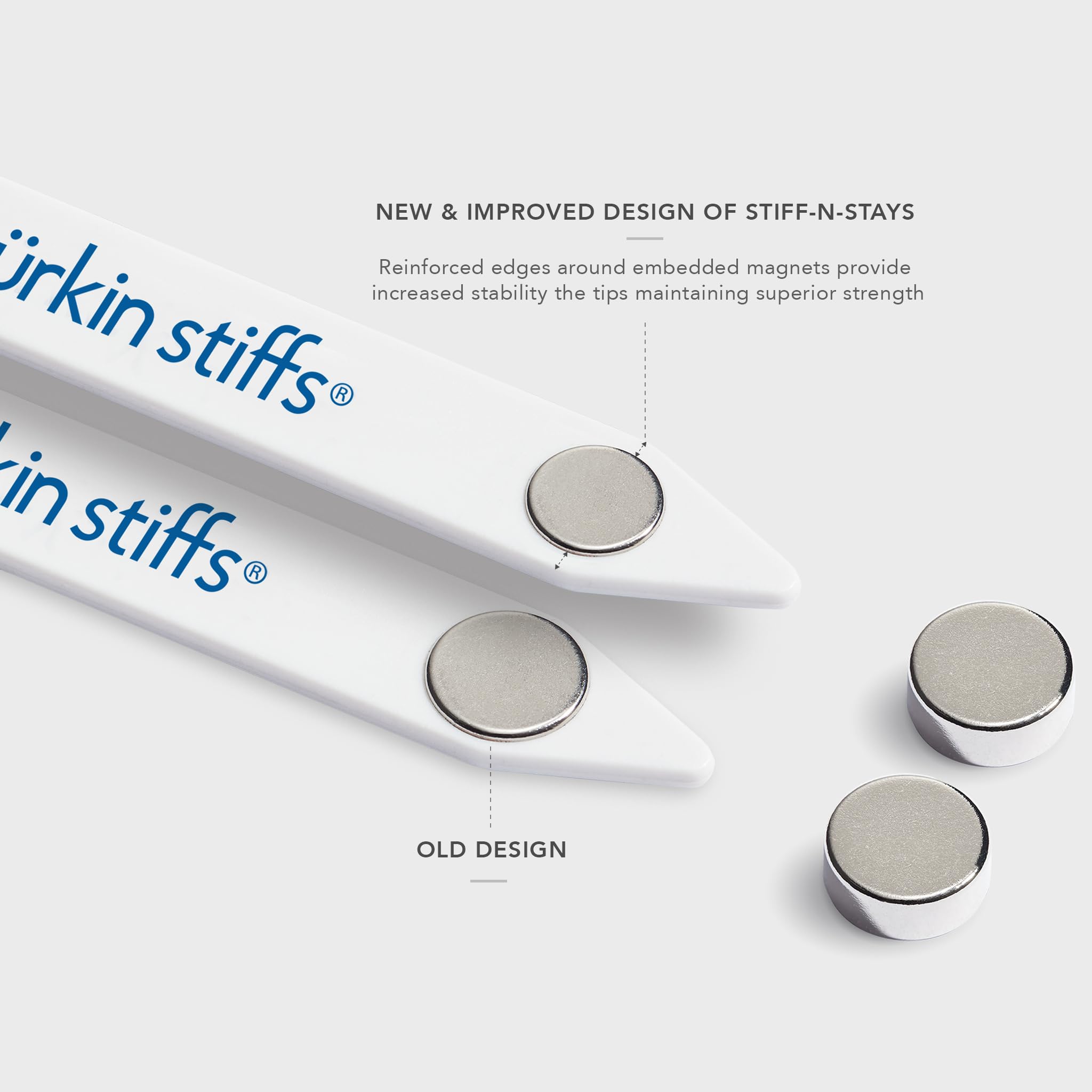 Würkin Stiffs Stiff-N-Stay Magnetic Collar Stays for Men – 2.0” and 2.5" Plastic Power Stays, 2 Pair Set with Case - Adjustable & Durable Shirt Collar Straighteners - As Seen on Shark Tank