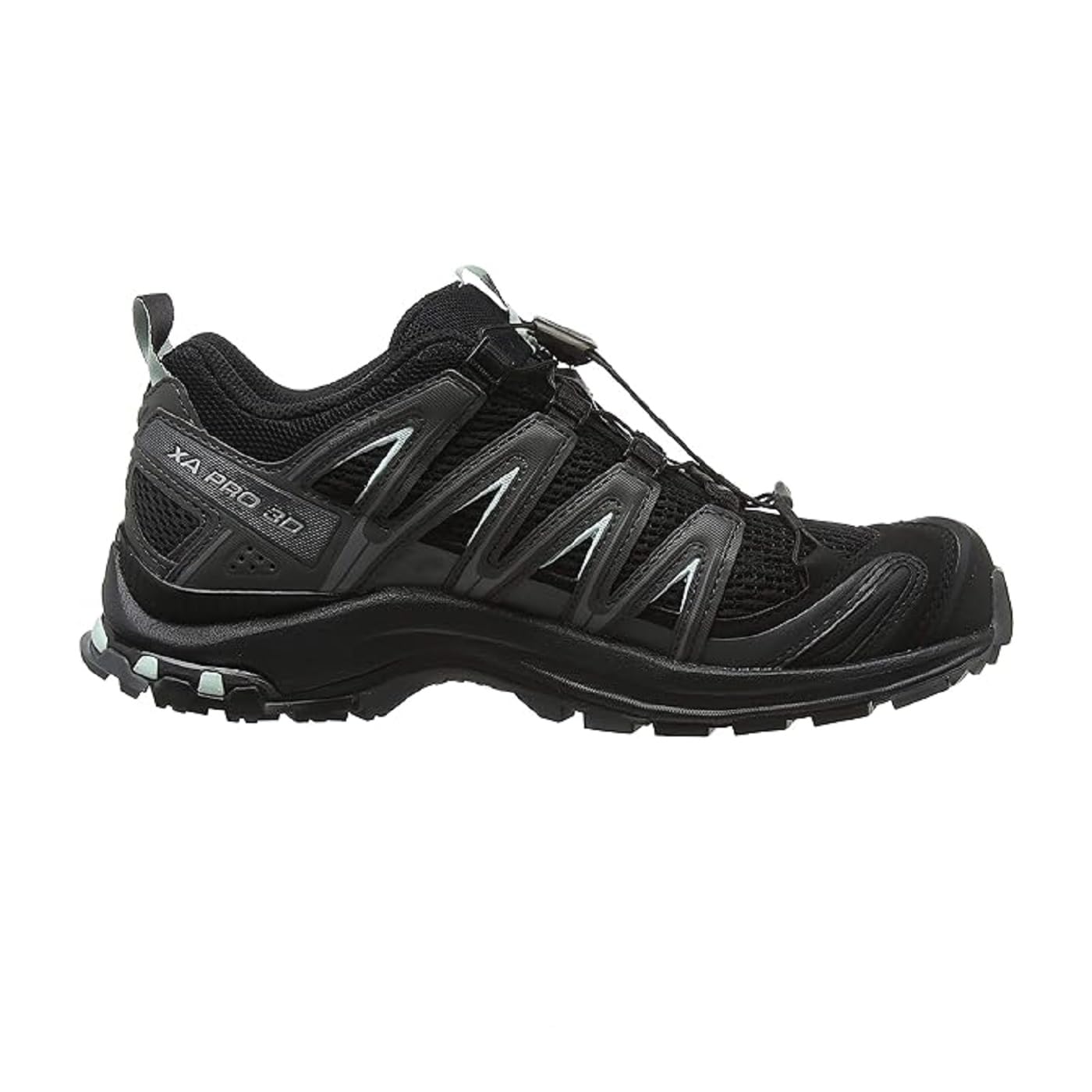 Salomon Women's XA PRO 3D Trail Running Shoes for Women, Black / Magnet / Fair Aqua, 10