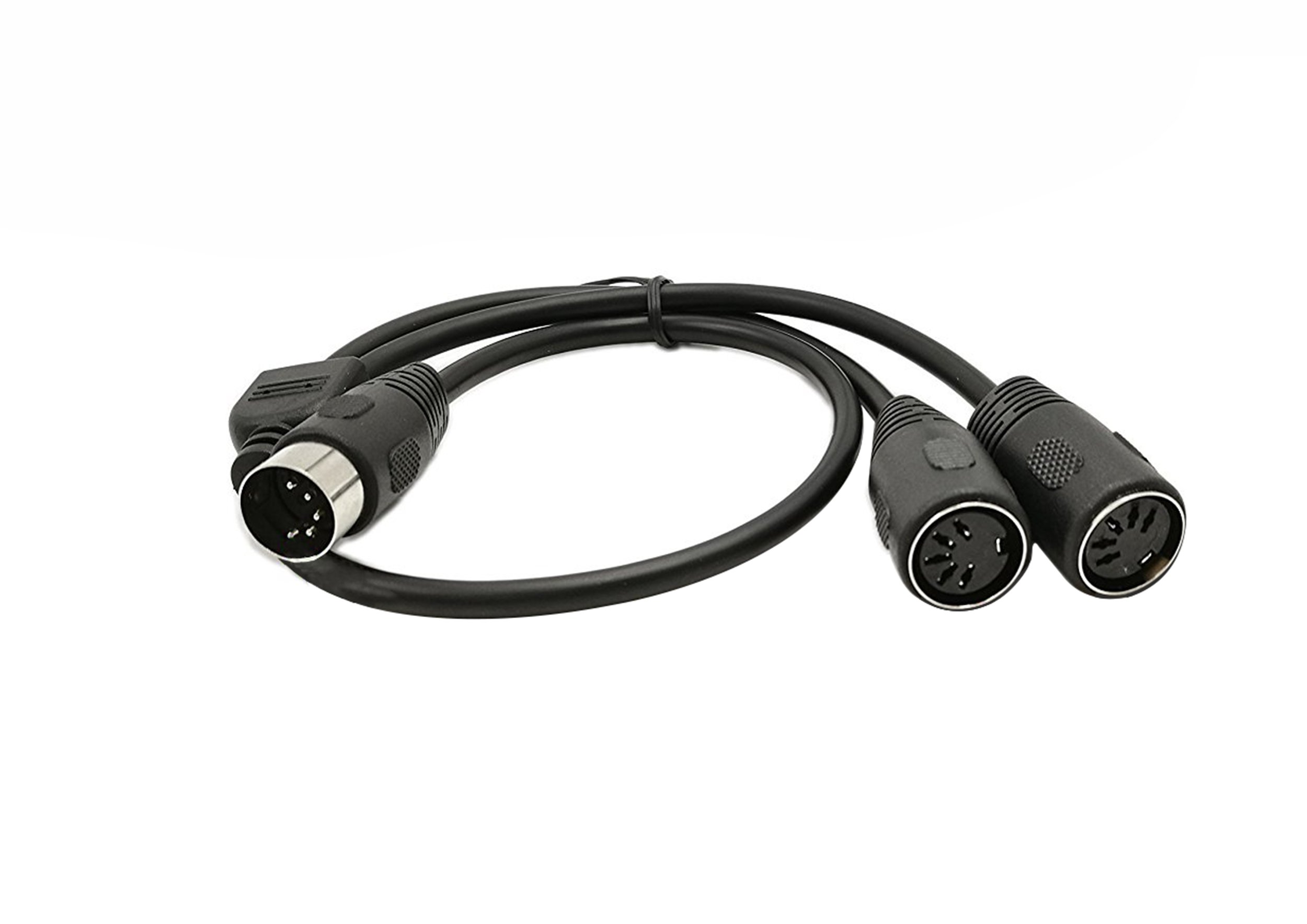 SinLoon DIN 5-Pin Splitter Y Adapter MIDI Cable, MIDI 5 Pin Male to Dual 2 x DIN-5 Female Extension Audio Cable (D5P M-2F,0.5meter)