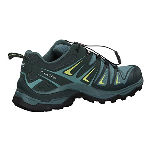 Salomon X Ultra 3 Gore-TEX Hiking Shoes for Women, Artic/Darkest Spruce/Sunny Lime, 8