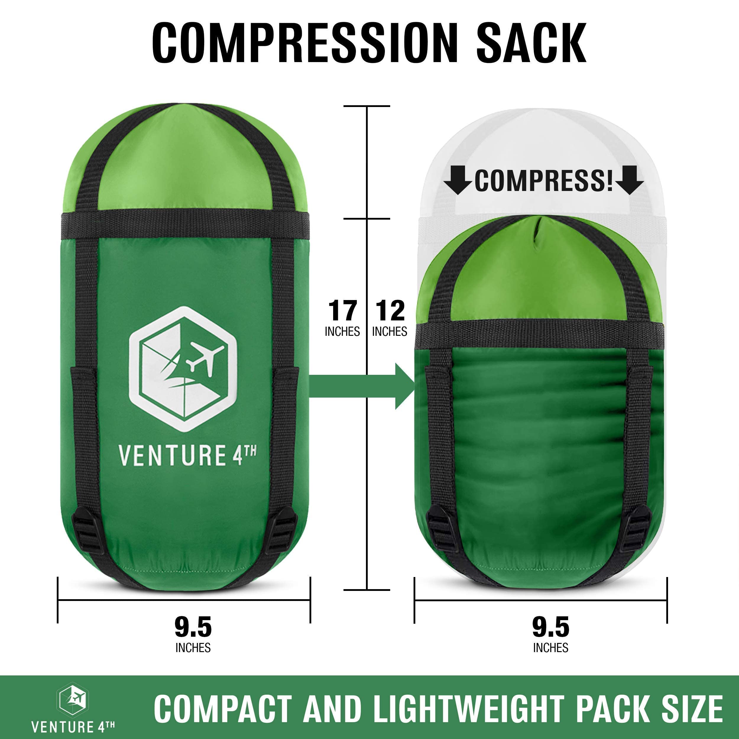 VENTURE 4TH Backpacking Warm Sleeping Bag with Ultralight Sleeping Pad for Adults & Kids β Ideal for Hiking, Camping & Outdoor Adventures