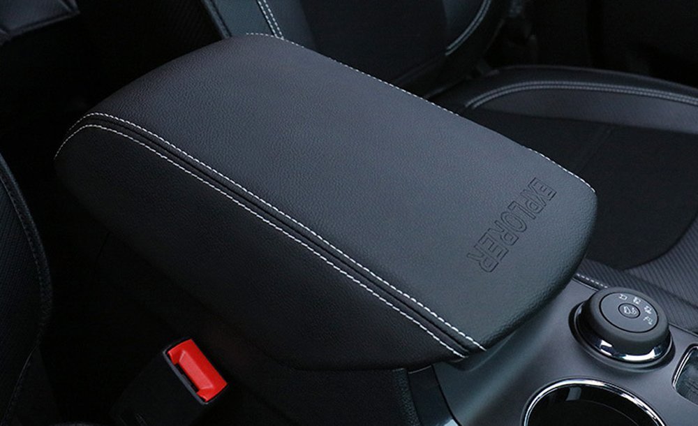 Salusy Center Console Armrest Storage Box Leather Protector Cover Compatible with Ford Explorer 2011 2012 2013 2014 2015 2016 2017 2018 2019