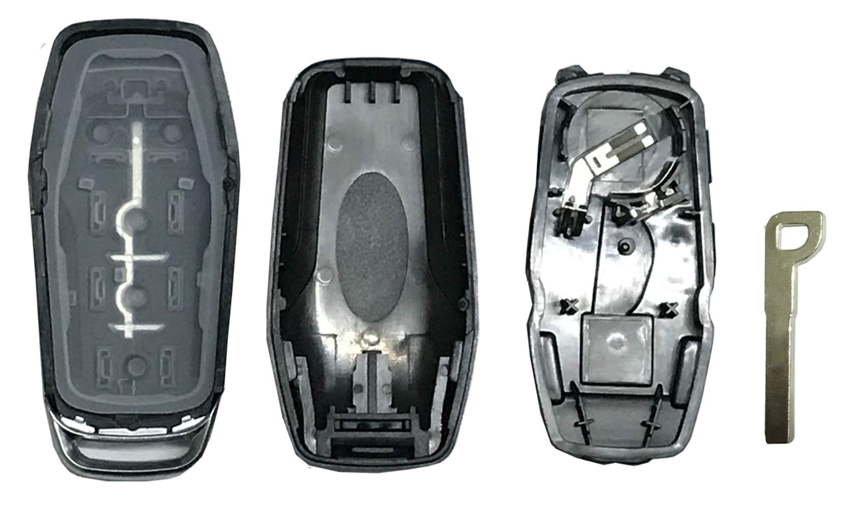 Replacement Key Fob Case Shell Fit for Ford Edge Explorer Mustange Fusion 5 Buttons Keyless Entry Smart Remote Key Fob Cover Casing with Uncut Blade Blank (Black)