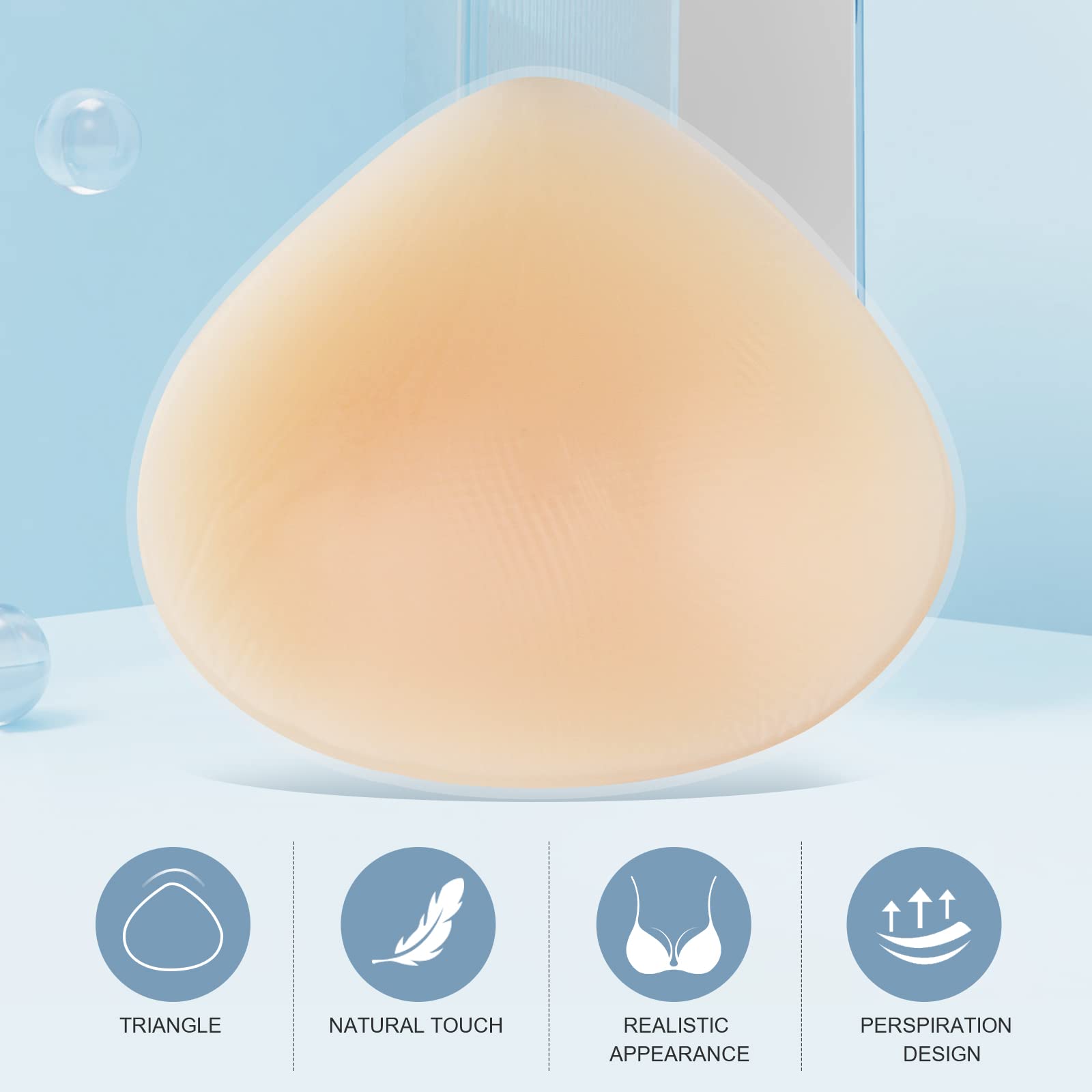 Polreta Triangle Silicone Breast Forms for Mastectomy Crossdresser Fake Boobs 1 Pair