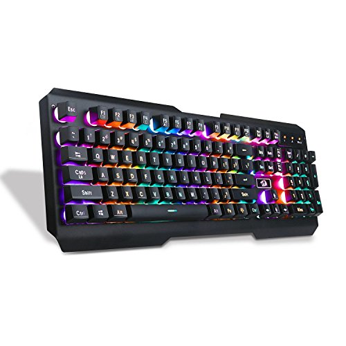 Redragon K506 Centaur 7-Color Rainbow Backlit Full-Size Gaming Keyboard with Numeric Keypad (Black)