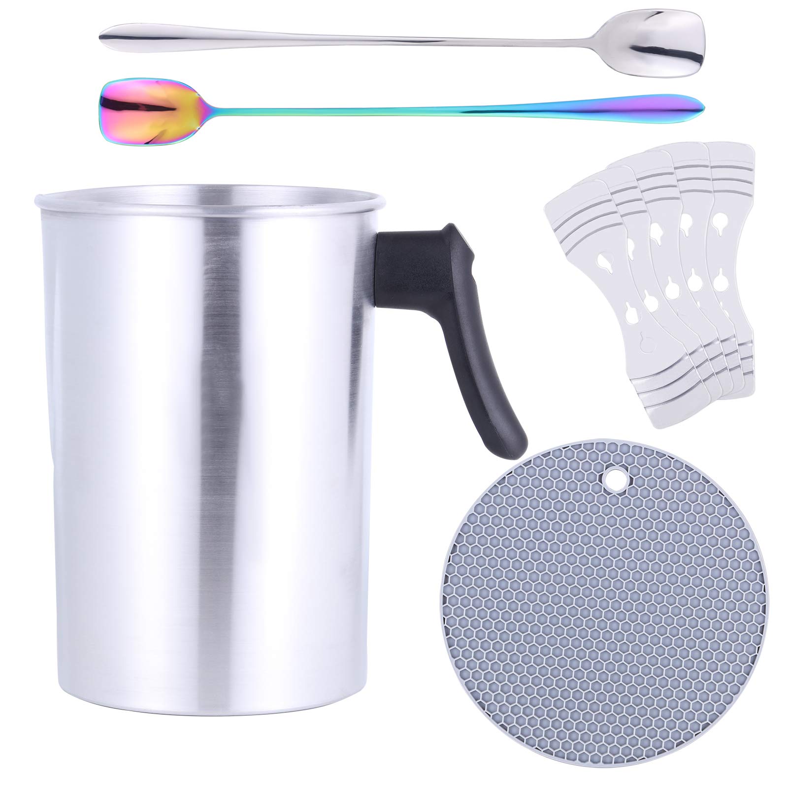 TOKSEO Candle Making Pouring Pot, 4 Pounds DIY Candle Making Kits, Candle Making Pitcher, Aluminum Construction Wax Melting Pot with Dripless Heat-Resisting Handle& Pouring Spout