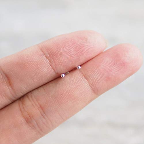 Sterling Silver Stud Earrings for Women Men- 3 Pairs of 2mm Tiny Round Ball Stud Earrings Set Cartilage Small Tragus Earrings Nose Lip Rings, Silver