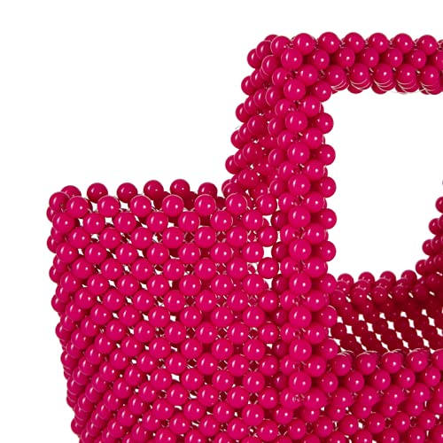 YUSHINY Women Macaron Colored Acrylic Beaded Tote Handmade Bags for Wedding Evening Party (Rosy)