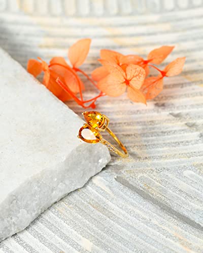 YoTreasure 1.41 Ct. Natural Citrine White Sapphire 10kt Yellow Gold Engagement Ring