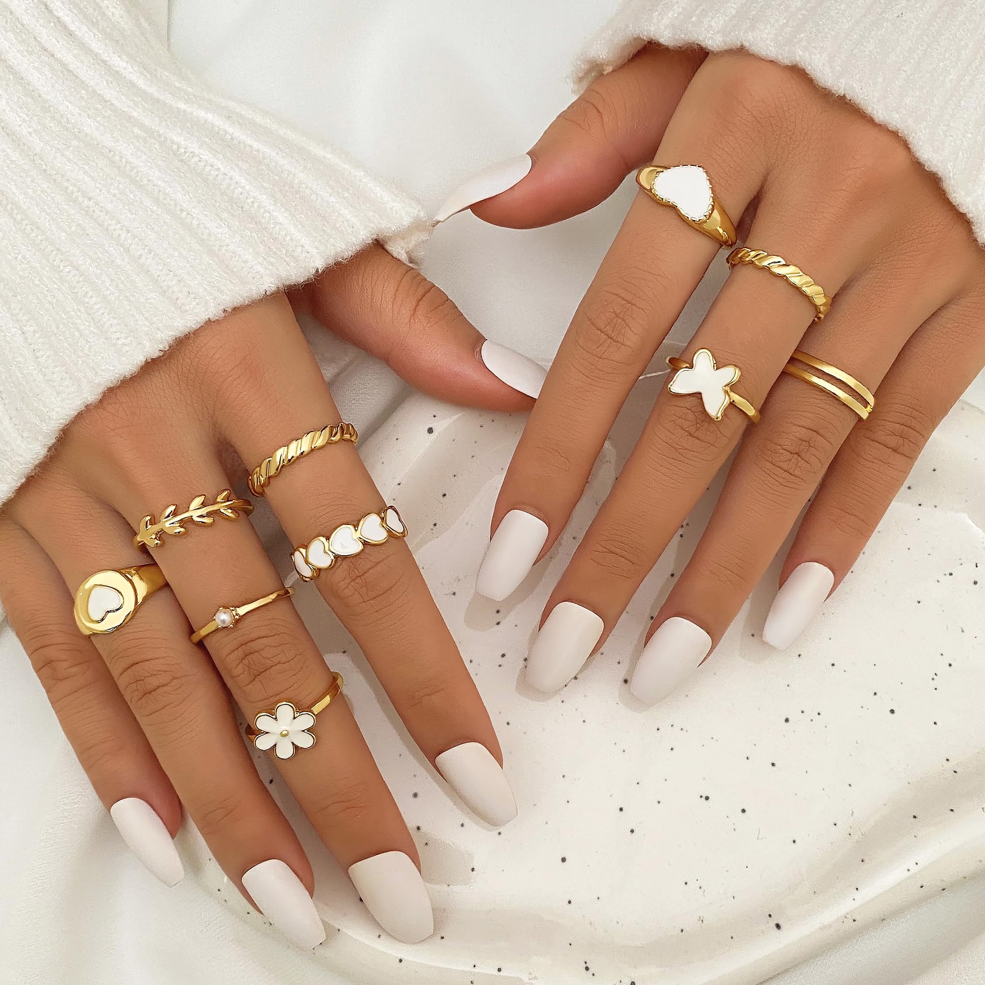 ZOVOLI 19-36 Pcs Gold Boho Knuckle Rings Set for Women, Vintage Stackable Dainty Joint Finger Gold Jewelry Set with Love Pearl and Sparkling Crystals (25-Pcs)