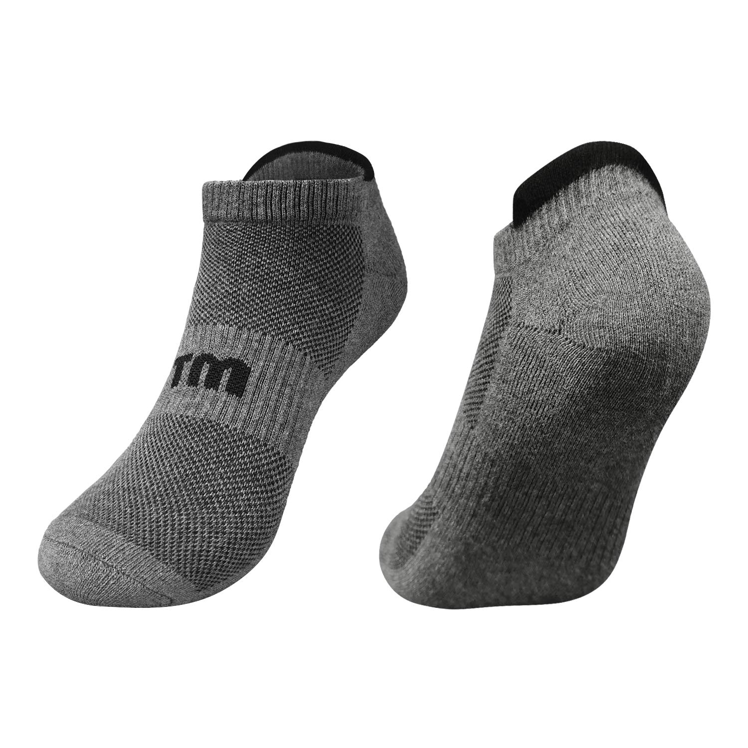 Tom & Mary Men’s Athletic Cotton Ankle Socks With Tab, Golf and Running, Multi Purpose, Breathable, Full Double Cushioned, Low Cut (6-Pack) (Mono Colors)