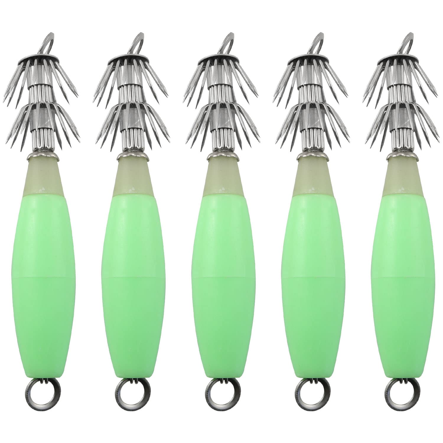 WHYHKJ 5pcs Luminous Squid Jig Hooks Octopus Cuttlefish Fishing Bait Lure Hook Fishing Tackles