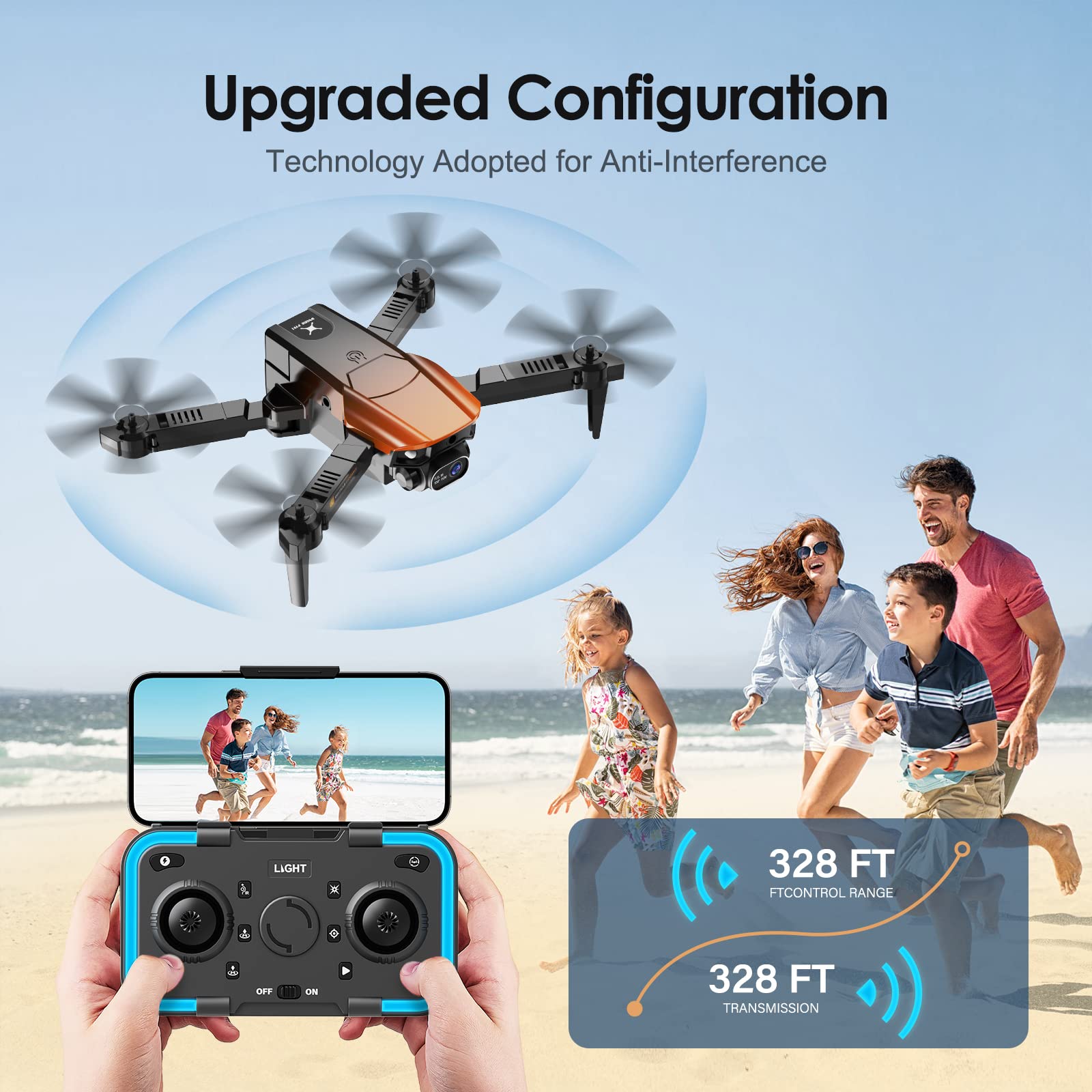 PLINUS Mini Drone with Camera, 720P HD FPV Drones with Carrying Case, 3 Batteries, One Key Start, Altitude Hold, Headless Mode and 3D Flips, Toys for Kids and Adults
