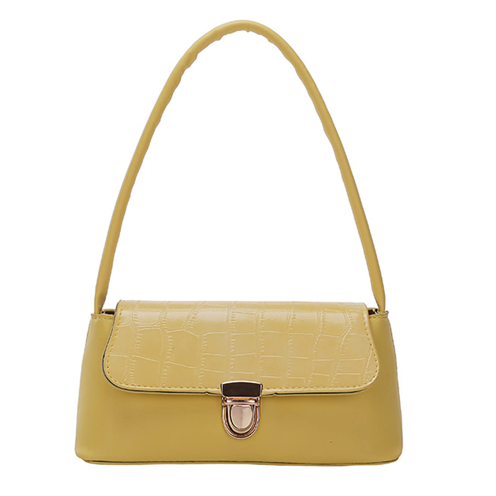 Women Small Shoulder Handbags Retro Clutch Purse Crocodile Pattern Tote Hobo Bag, Coffee