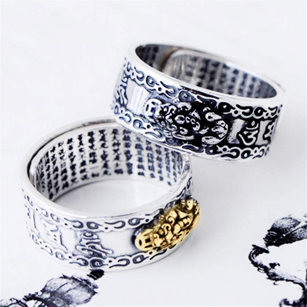 TOWELL Adjustable FENG Shui PIXIU MANI Mantra Protection Wealth Ring