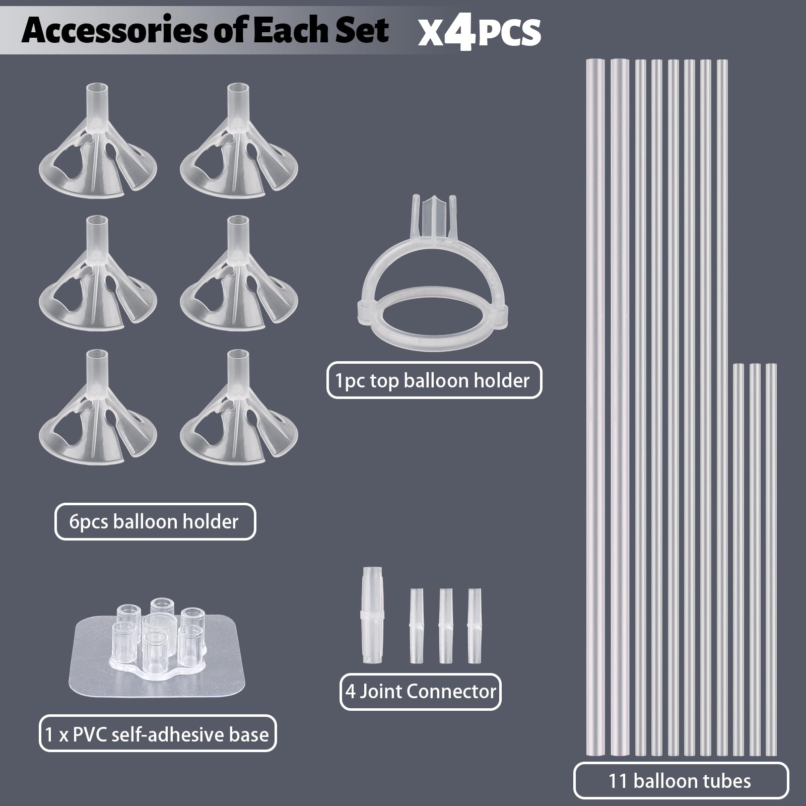 Sakolla 4 Sets Balloon Stand Kits for Table Balloon Sticks with Self-stick Base Desktop Balloon Table Stand Centerpiece Balloon Holder for Birthday Baby Shower Party Wedding Anniversary