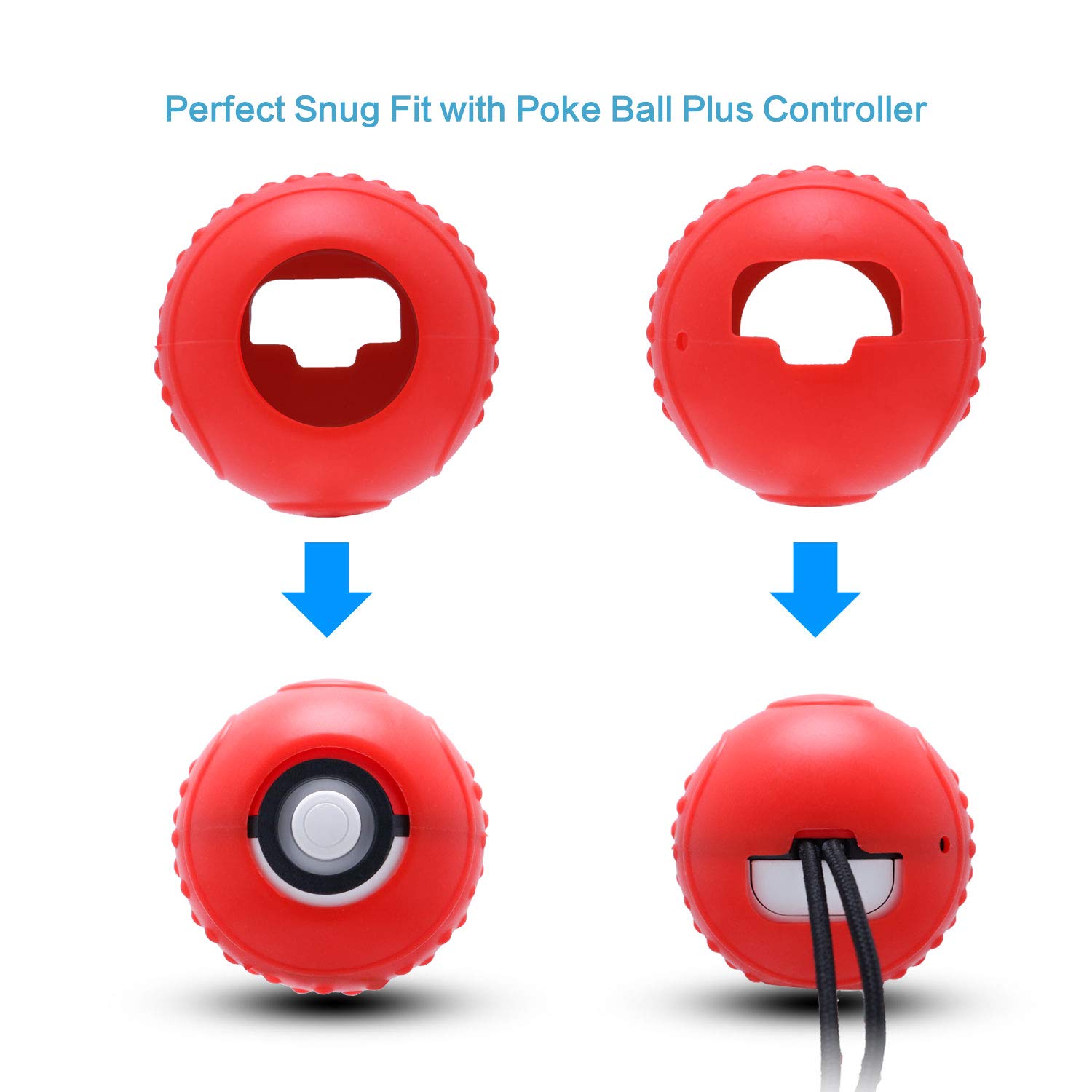 Silicone Grip Case for Poke Ball Plus Controller, Accessories Rubber Skin Protective Cover Case Compatible with Nintendo Switch Pokemon Lets Go Pikachu Lets Go Eevee Poke Ball Plus - Red