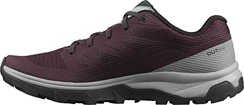 Salomon Outline Hiking Shoes for Women, Wine Tasting/Quarry/Green Gables, 5