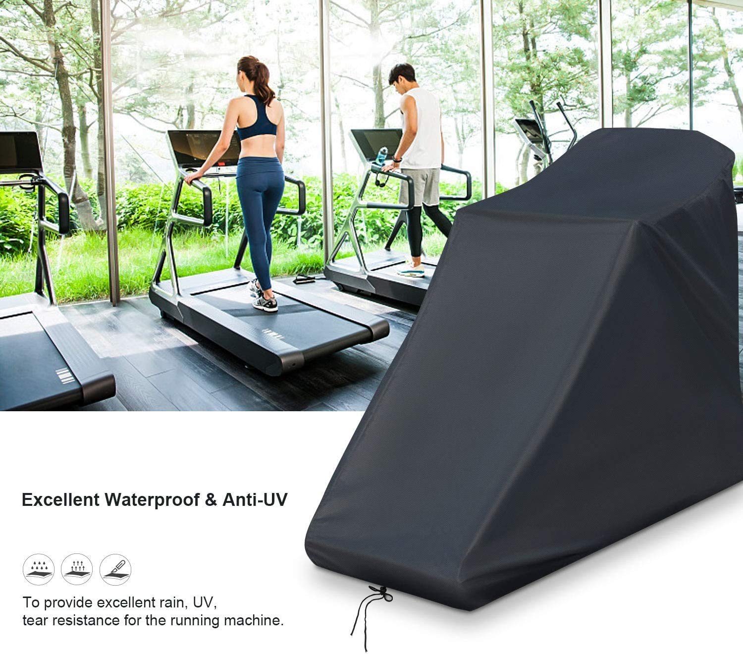 POMER Large Treadmill Cover, 78in Dustproof and Waterproof Non-Folding Running Machine Protective Cover for Home Running Equipment Use