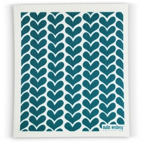 Trendy Tripper Swedish Dishcloths/Sponge Cloths: Packs of 3 Different Turquoise OR Petrol Designs (3 Petrol: Fiddeli + Hearts + Star)