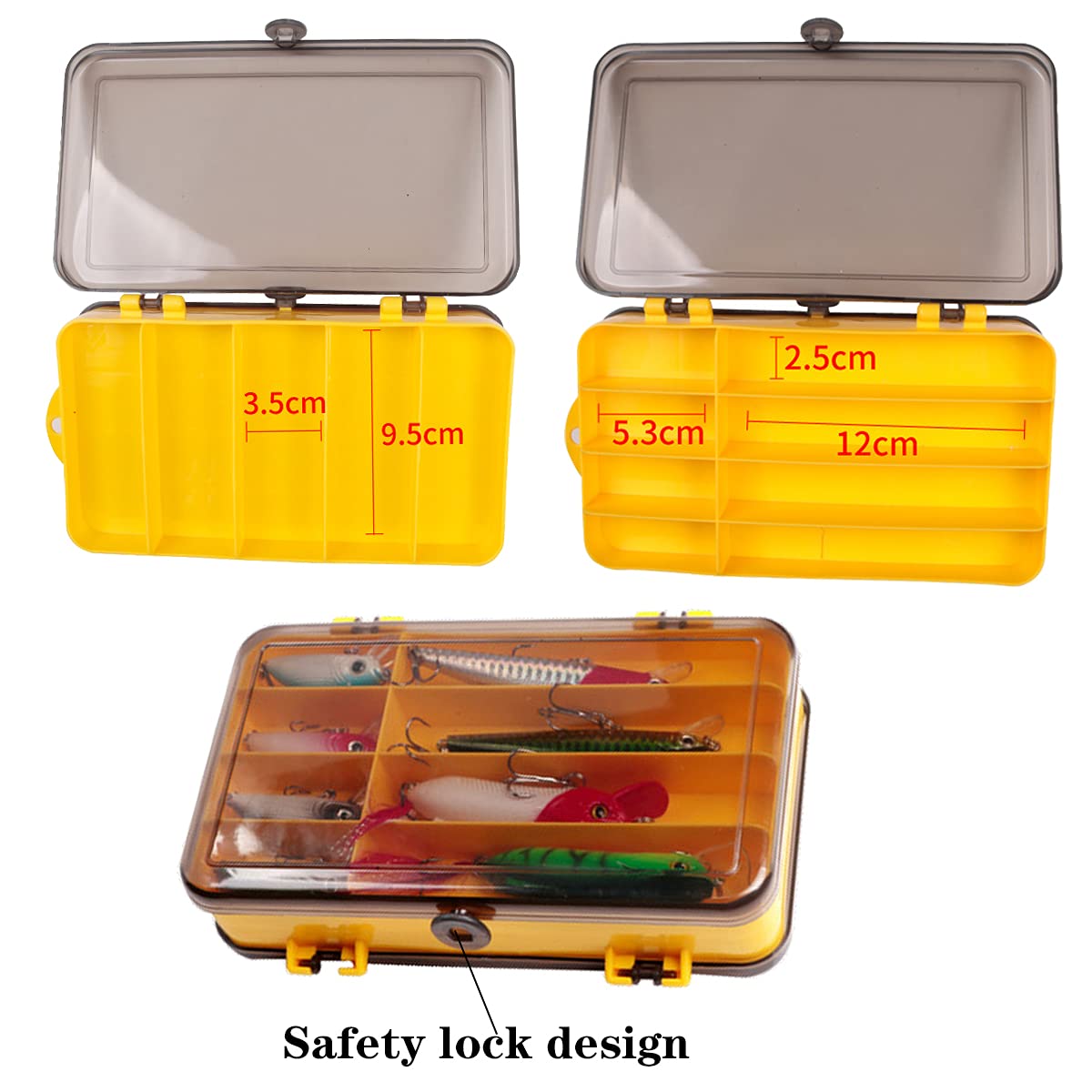 Xzhass Plastic Organizer Container Storage Box 13 Compartments Double Sided High Strength Transparent Visible Plastic Fishing Lure Fishing Hook Box