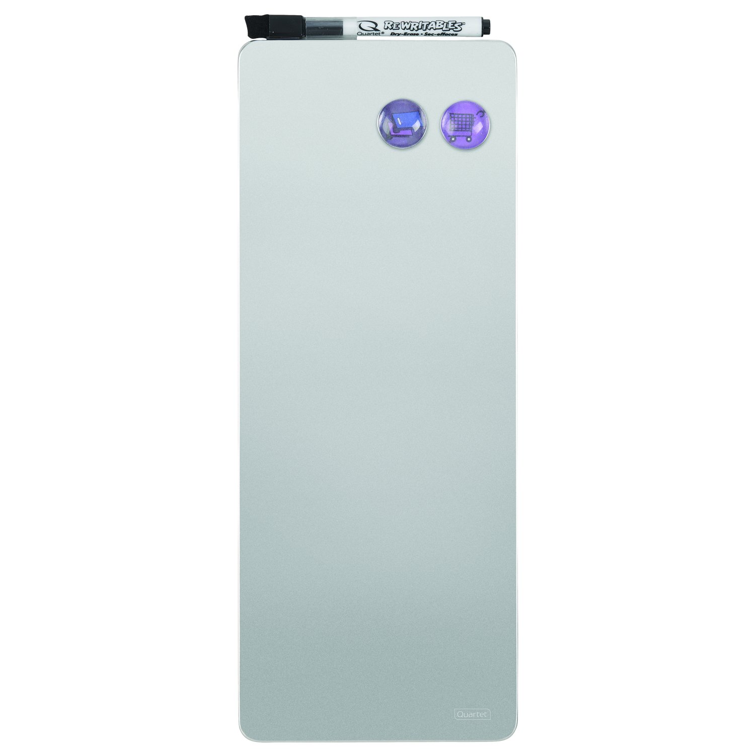 Quartet Magnetic Whiteboard Tile, 5-1/2" x 14" Dry Erase Board, White Board, Frameless, Frameless, Silver (85401-SL)