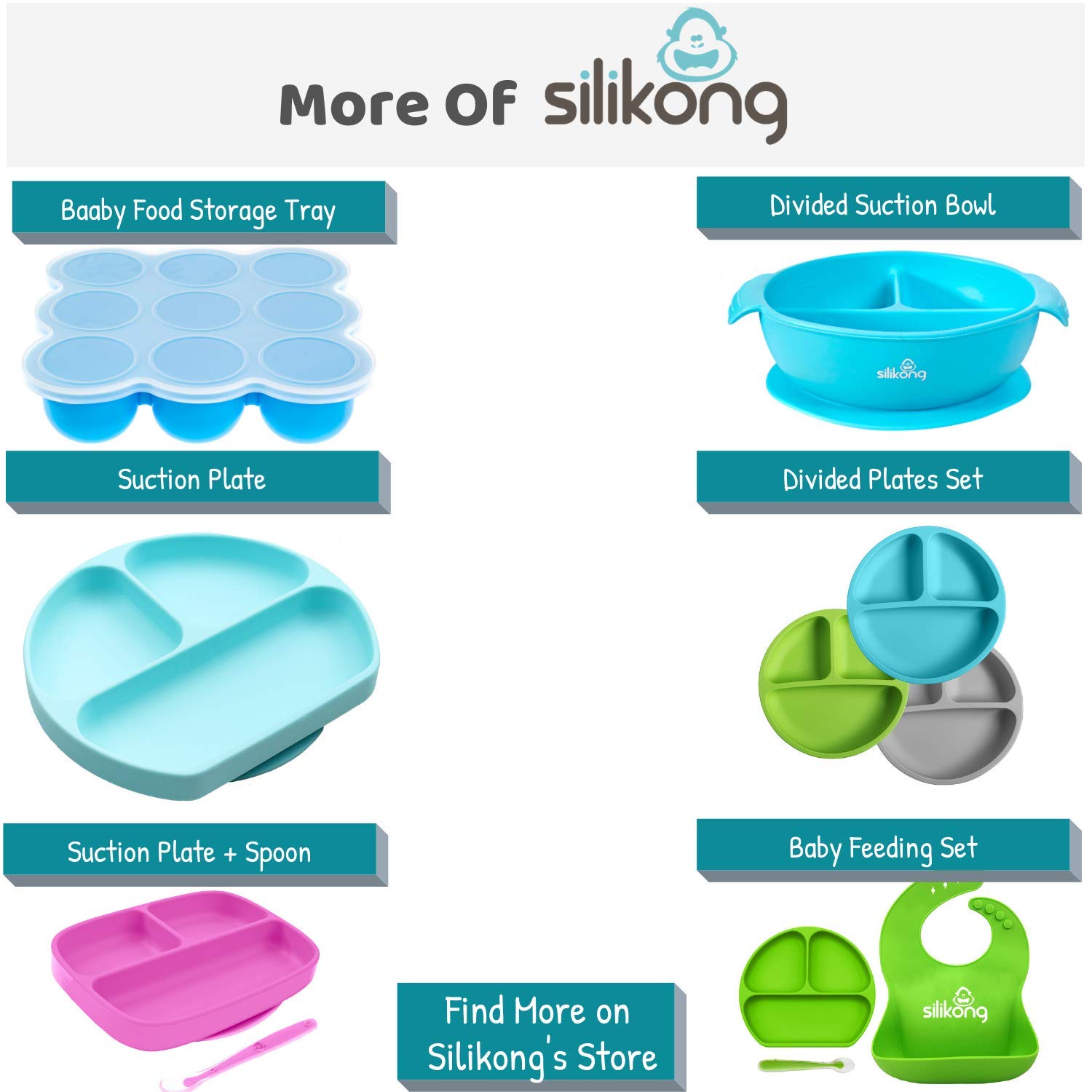 Silikong Suction Bowls for Toddlers, BPA Free, Dishwasher and Microwave Safe. Stay Put Dishes for Kids, Babies and Infants. 3 Pack