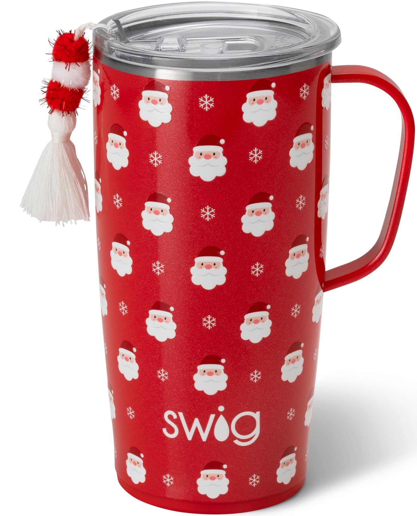 Swig Life 22oz Travel Mug | Discontinued Prints | Insulated Tumbler with Handle and Lid, Cup Holder Friendly, Dishwasher Safe, Stainless Steel, Travel Coffee Cup, Insulated Coffee Mug, Santa Baby