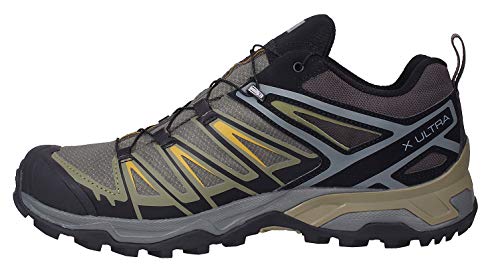 Salomon X Ultra 3 Gore-TEX Hiking Shoes for Men, Castor Gray/Beluga/Green Sulphur, 10.5