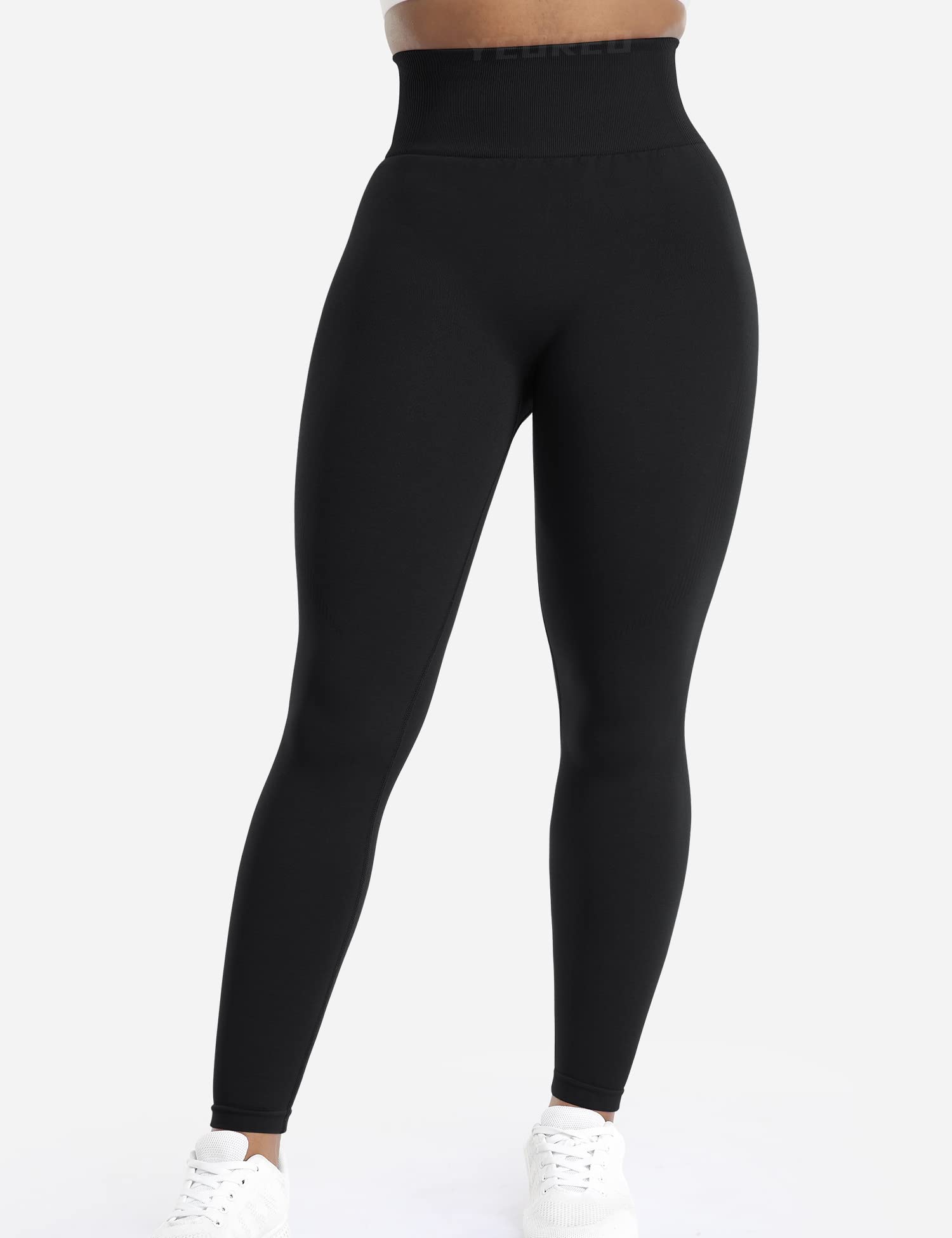 YEOREO Women Seamless Workout Leggings High Waisted Butt Lifting Gym Yoga Pants Black M