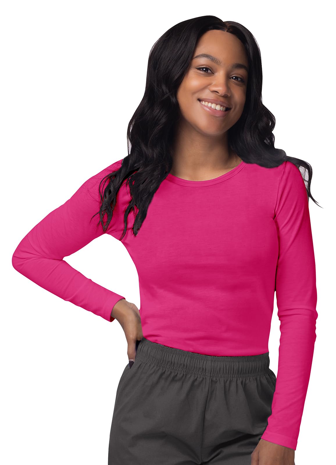 Sivvan Scrubs for Women - Long Sleeve Comfort Underscrub Tee - S8500 - Fuchsia - S