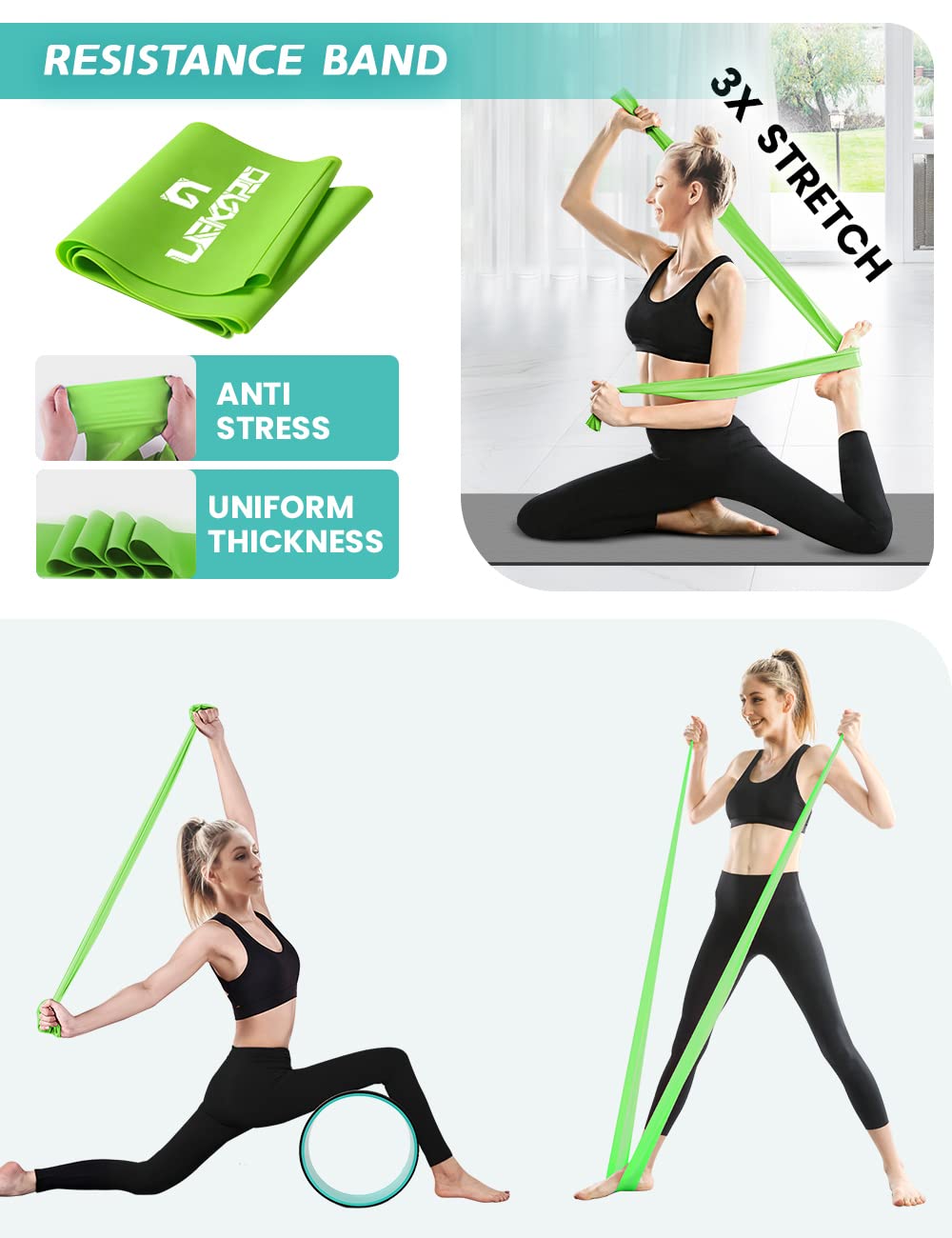 Yoga Wheel Set of 3, Back Roller for Back Pain Relief, Stretching, Multifunctional Back Wheel Improve Flexibility, Strength & Backbends, Deep Tissue Massage, Size 13"/10.5"/6.5''