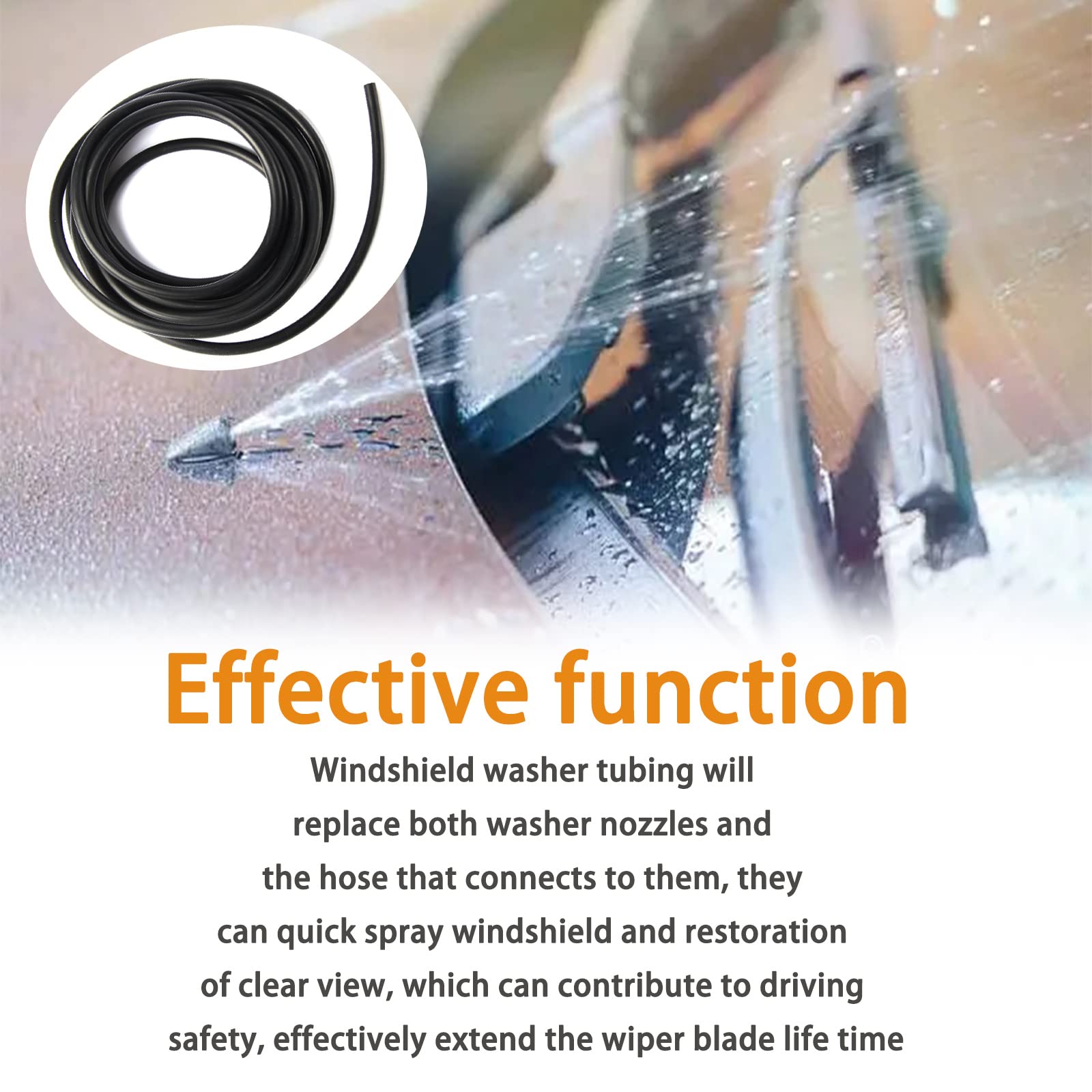 Windshield Washer Hose Kit - 4 Meter Universal Washer Fluid Hose with Hose Connectors(12 PCS), Windshield Washer Line Suitable for Most Car Windshield Fluid Tubing