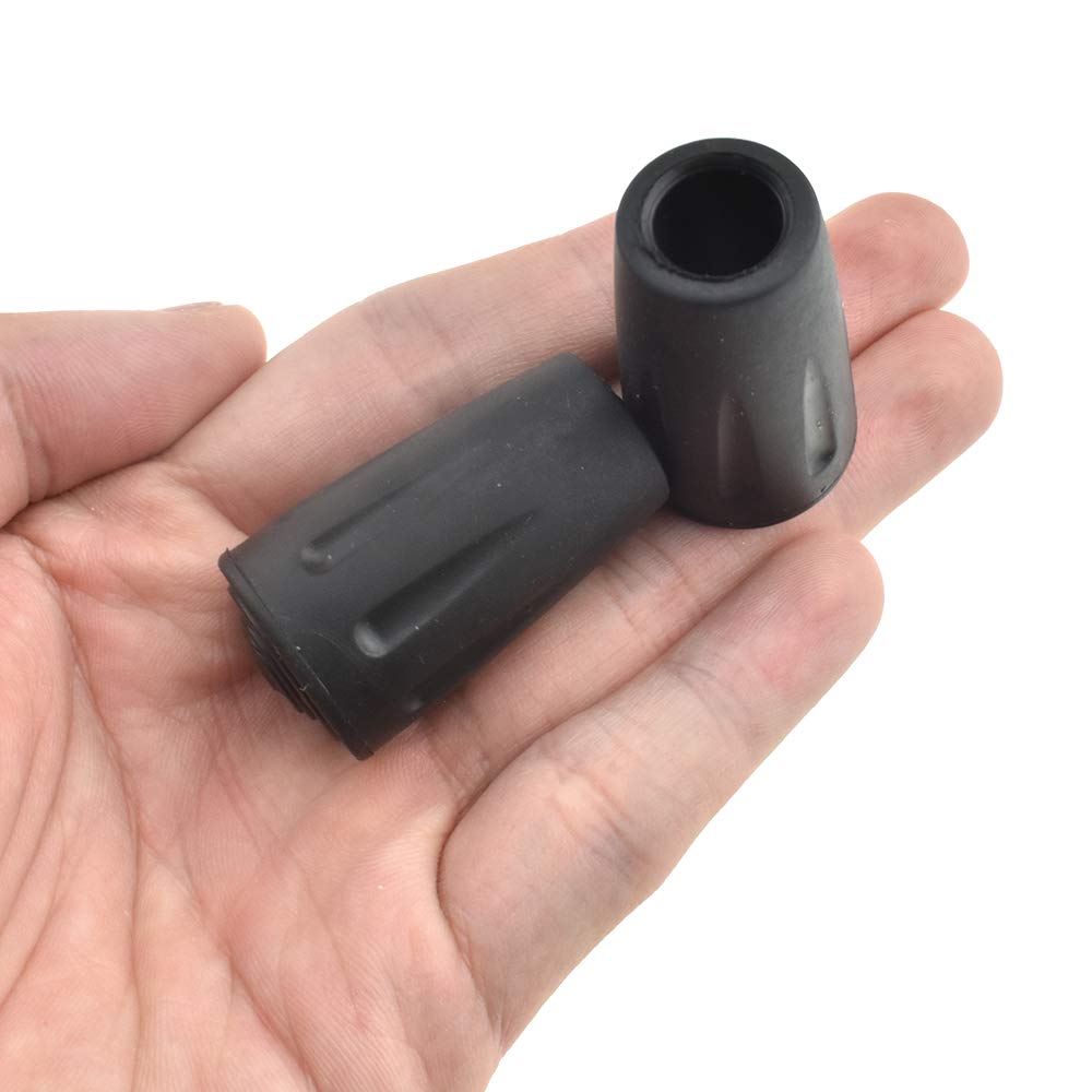 Yadaland Hiking Pole Rubber Tips 0.43inch Hole Diameter Protector Shock Absorbing Durable Solid Not Easy to Deform Slip Stay Securely for Trekking Walking Stick Grip Well Add Traction Black 5pieces