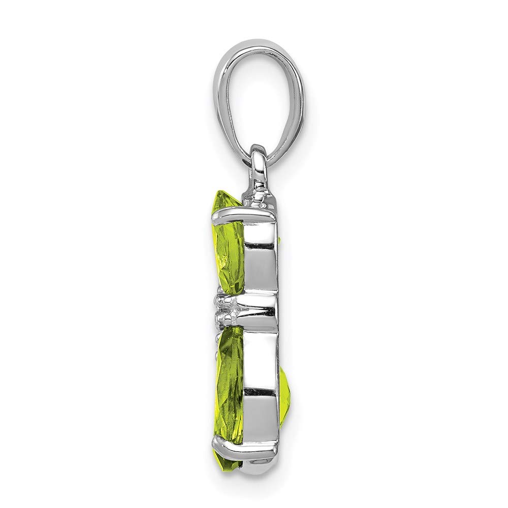 Sterling Silver Rhodium-plated Peridot and Diamond Cat Pendant QQP4551PE
