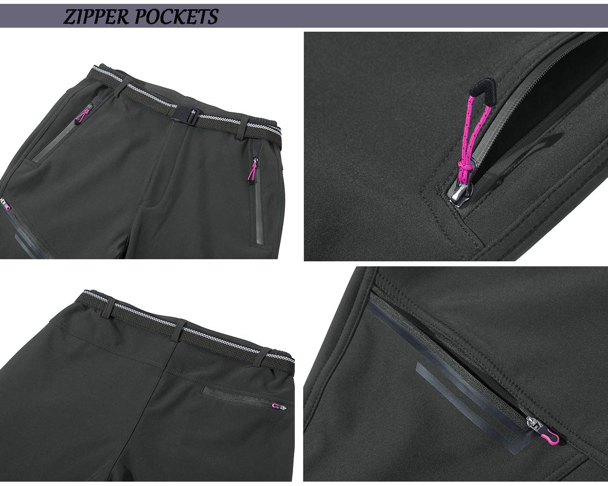 TACVASEN Women's Thick Pants Hiking Snowboard Snow Pants Reinforced Knees, Purple, 36