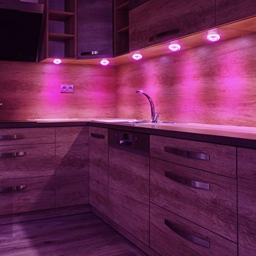 Tomshine LED Rechargeable Puck Lights Wireless Closet Lights with 2 Remote Control, Dimmable Under Cabinet Light 16 Colors 3 Modes with Timer Setting 6 USB Cables 6 Packs